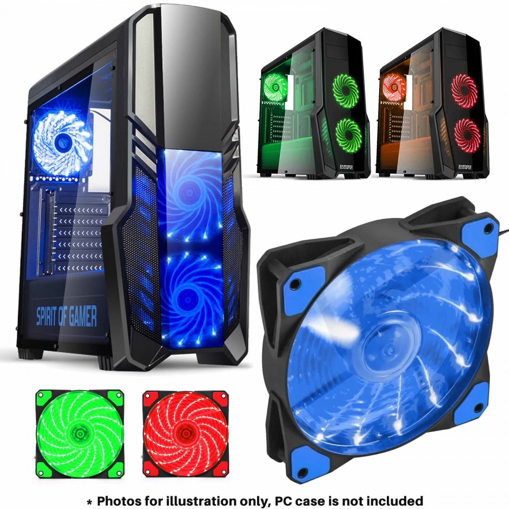 Jedel 120mm Blue LED PC Case Cooling Fan - DigiDirect